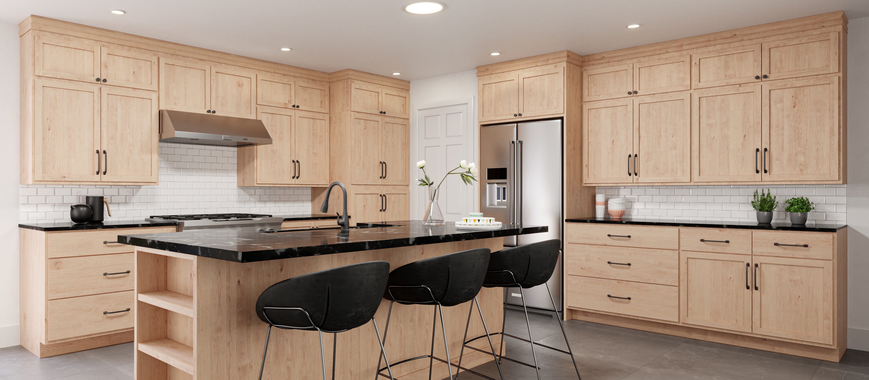 Raw Maple Kitchen Shaker Cabinets – quicklockcabinets.com