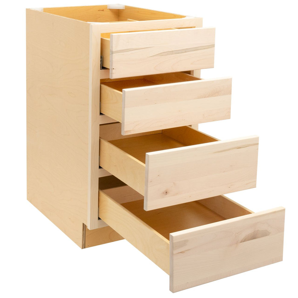 4 Drawer Kitchen Cabinet Raw Maple Base Cabinet – quicklockcabinets.com