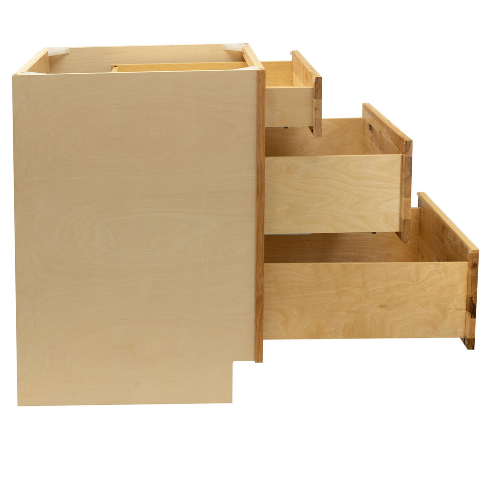 3 Drawer Kitchen Cabinet Rustic Hickory Base Cabinet ...