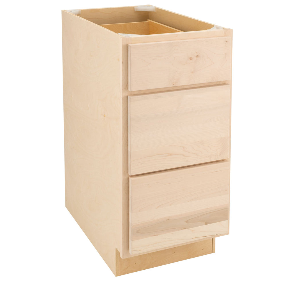 3 Drawer Kitchen Cabinet Raw Maple Base Cabinet – quicklockcabinets.com