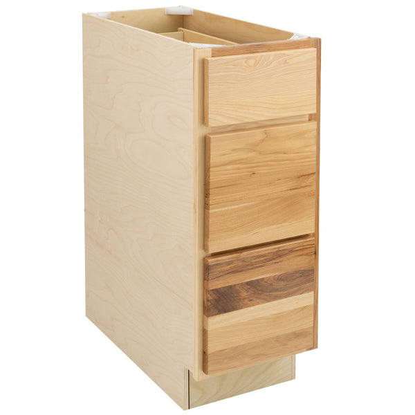 3 Drawer Kitchen Cabinet Rustic Hickory Base Cabinet ...