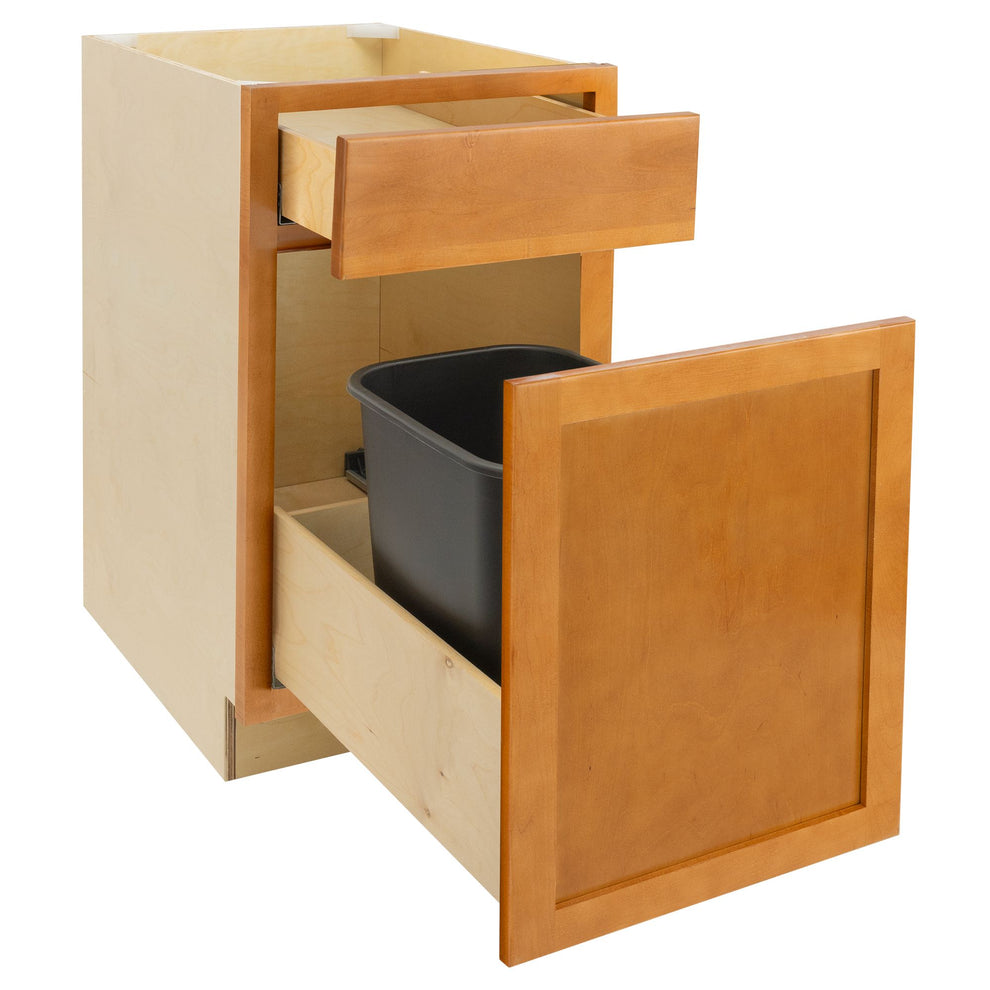 Trash Bin Kitchen Cabinet Provincial Stain Base Cabinet ...